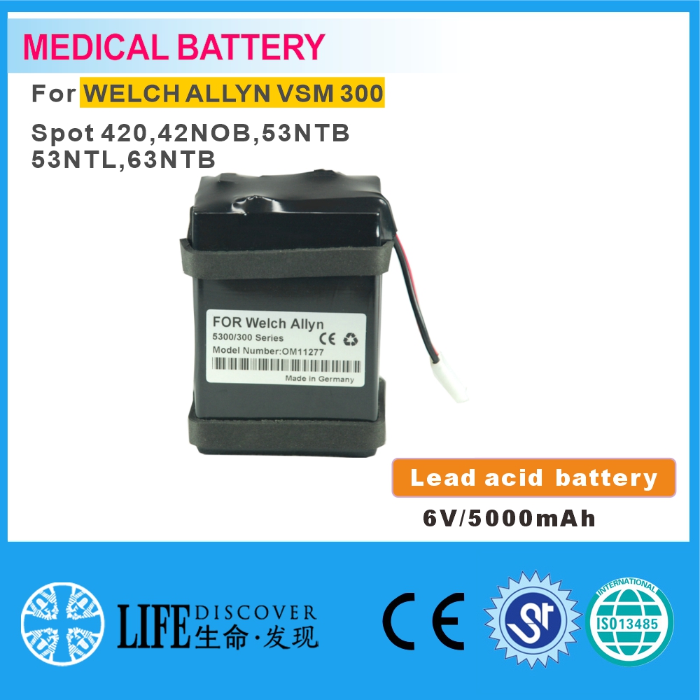 Lead-acid battery 6V 5000mAh WELCH ALLYN VSM 300,Spot 420,42NOB,53NTB ...